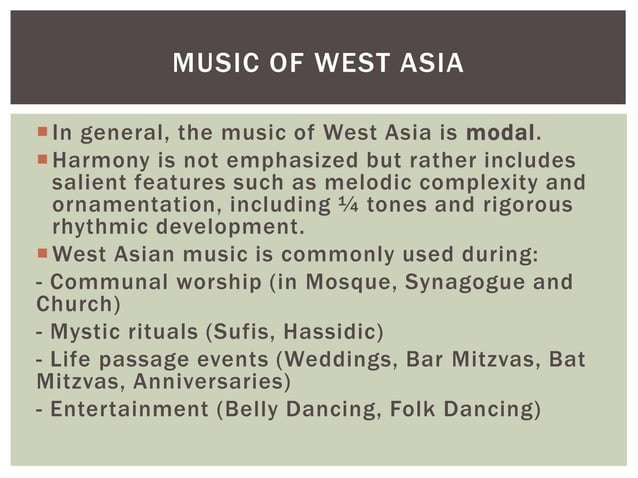 Music of South, Central and West Asia | PPTX