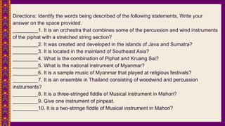Music of Southeast Asia POWERPOINT PRESENTATION | PPTX