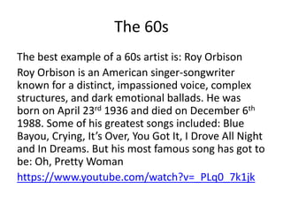 Music of the 50s, 60s and 70s | PPTX