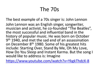 Music of the 50s, 60s and 70s | PPTX