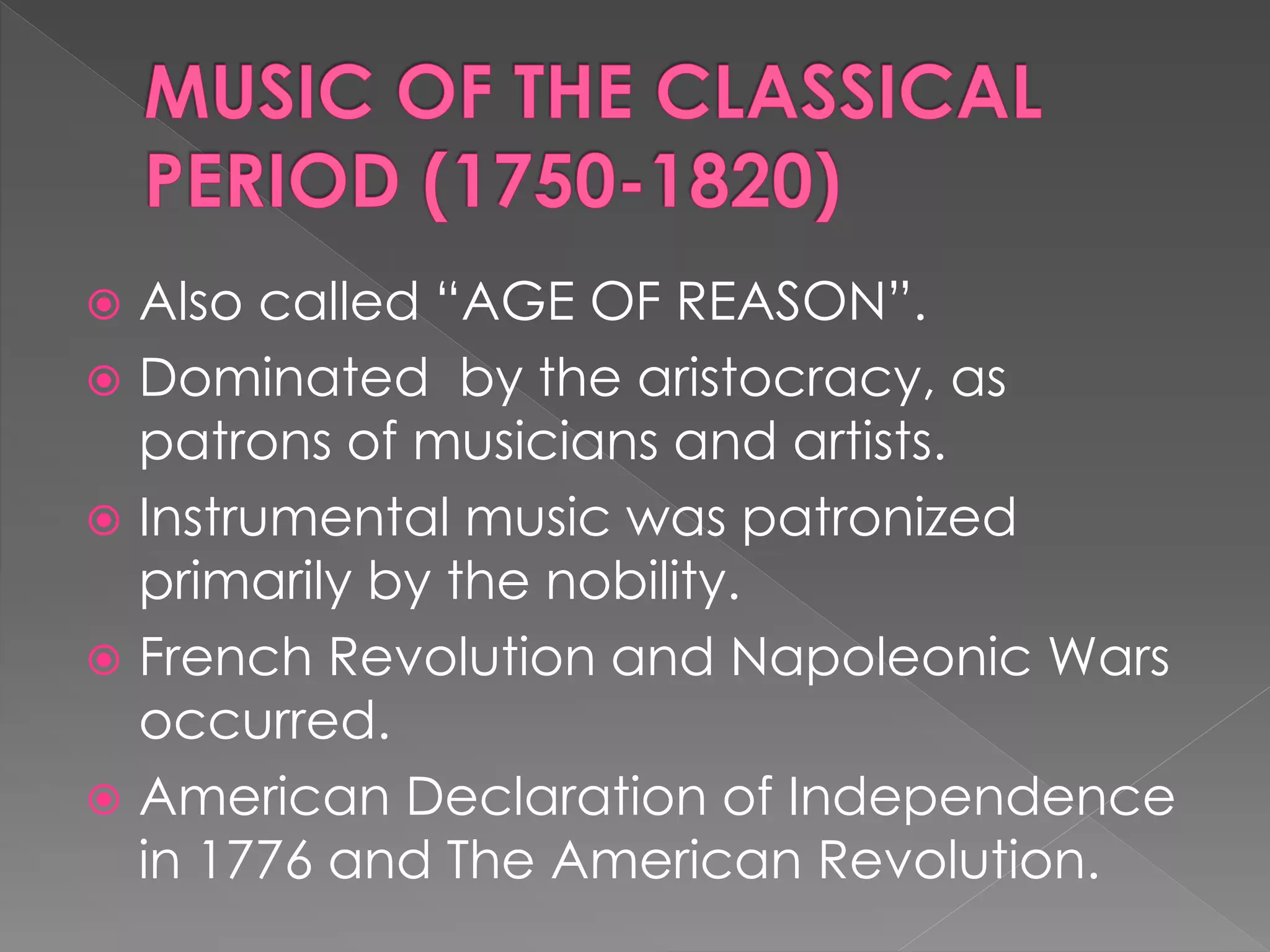 Music of the classical period (1750 1820) | PPTX