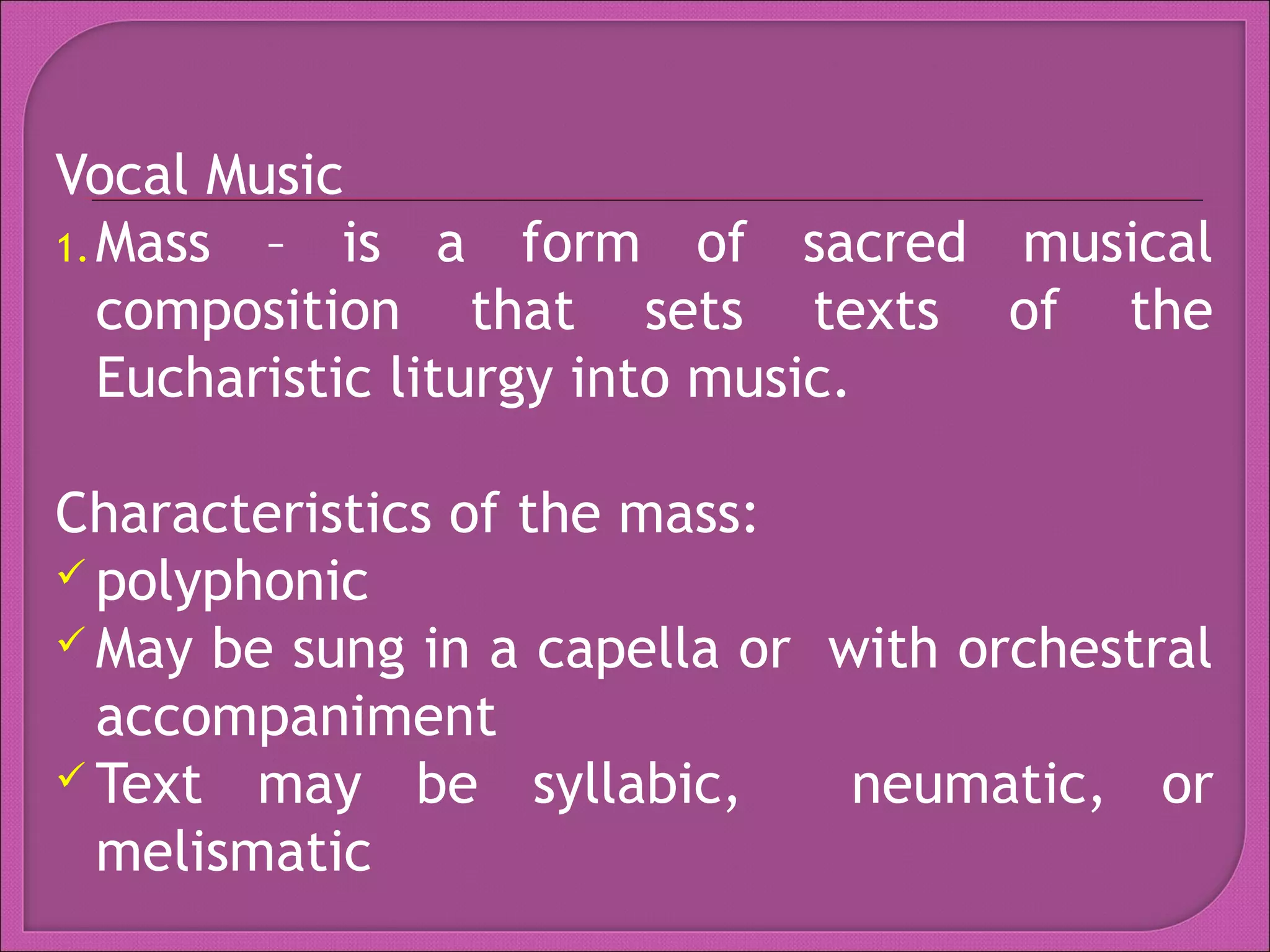 Music of the Medieval, Renaissance, Baroque music | PPT