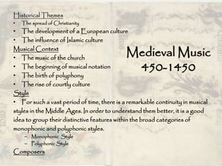 Music Of The Middle Ages | PPTX | Religious (Music and Audio) | Music