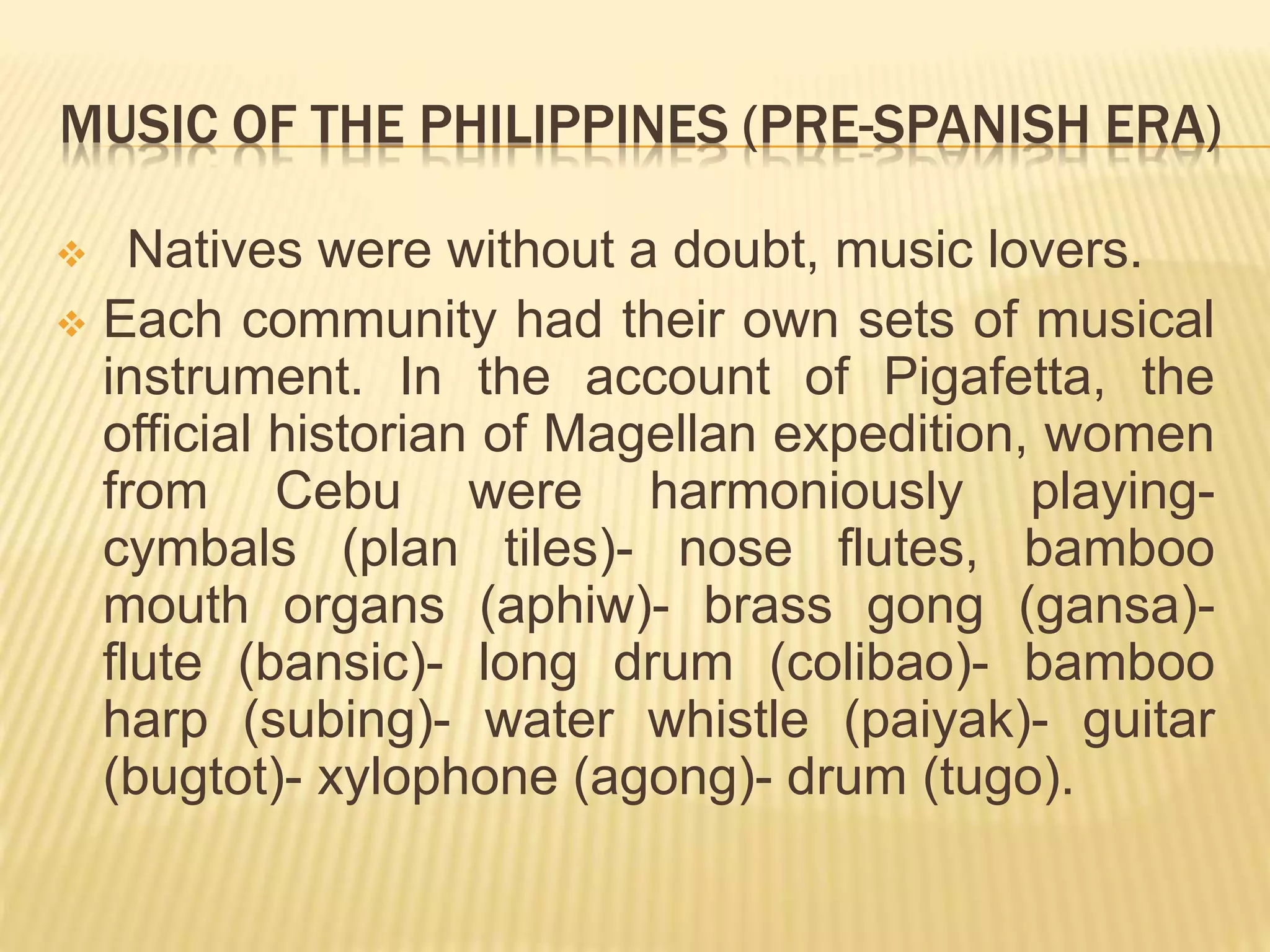 Music of the philippines during pre spanish era | PPTX