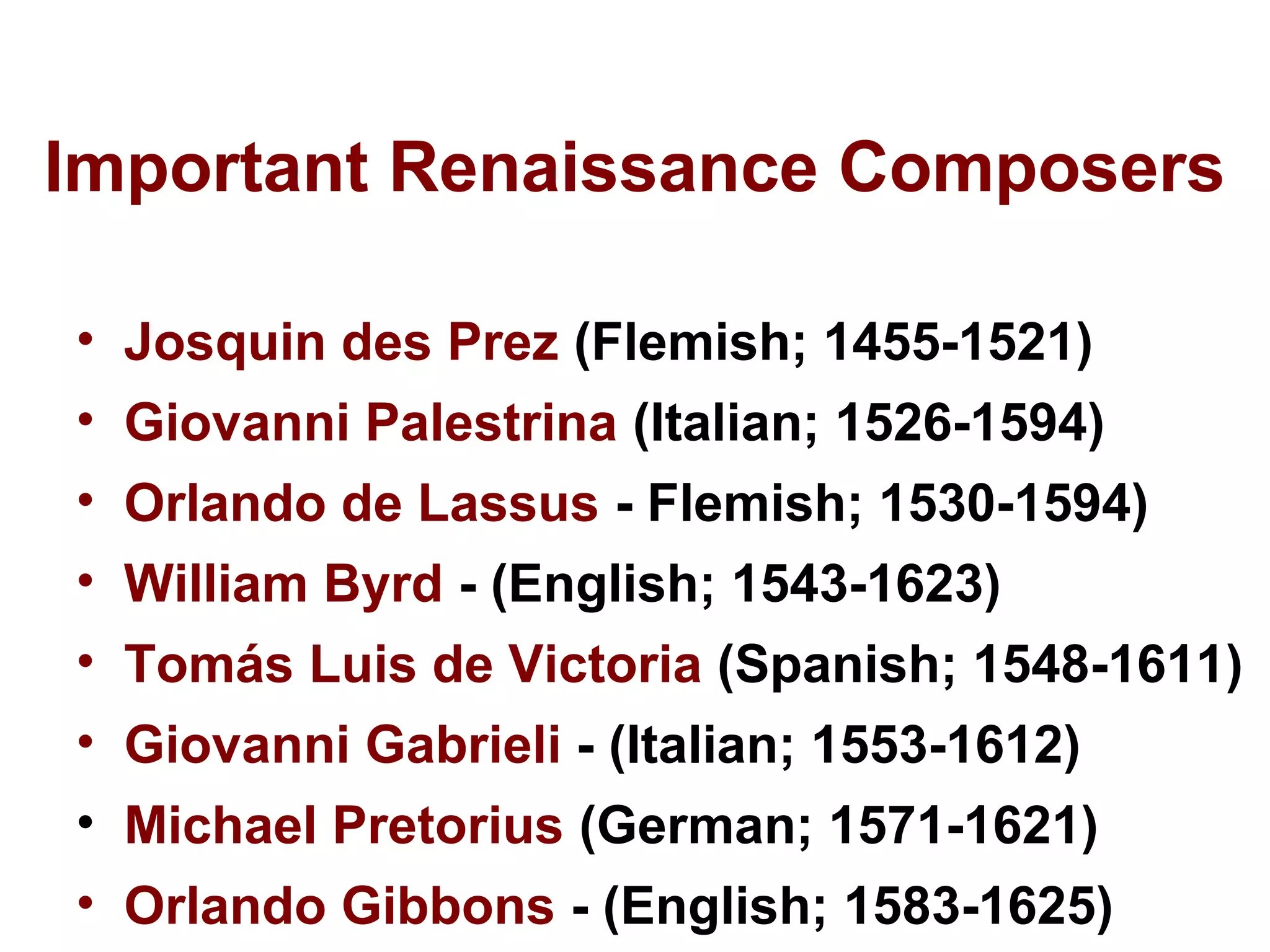 Music Of the Renaissance | PPT
