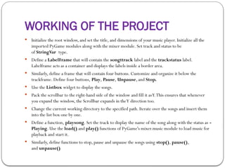 Music Player().pptx using python and tkinter | PPTX