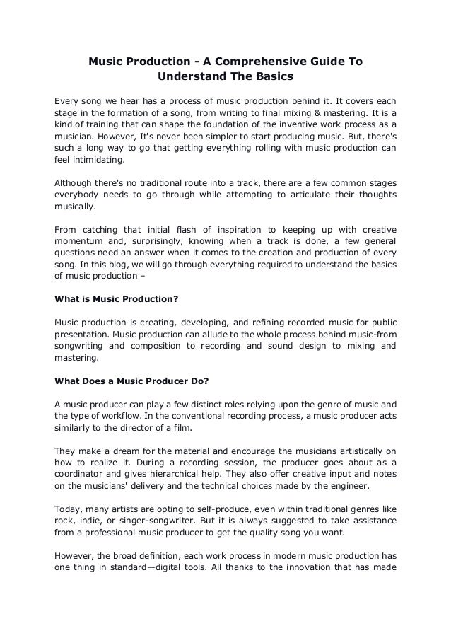 Music Production - A Comprehensive Guide to Understand the-Basics | PDF