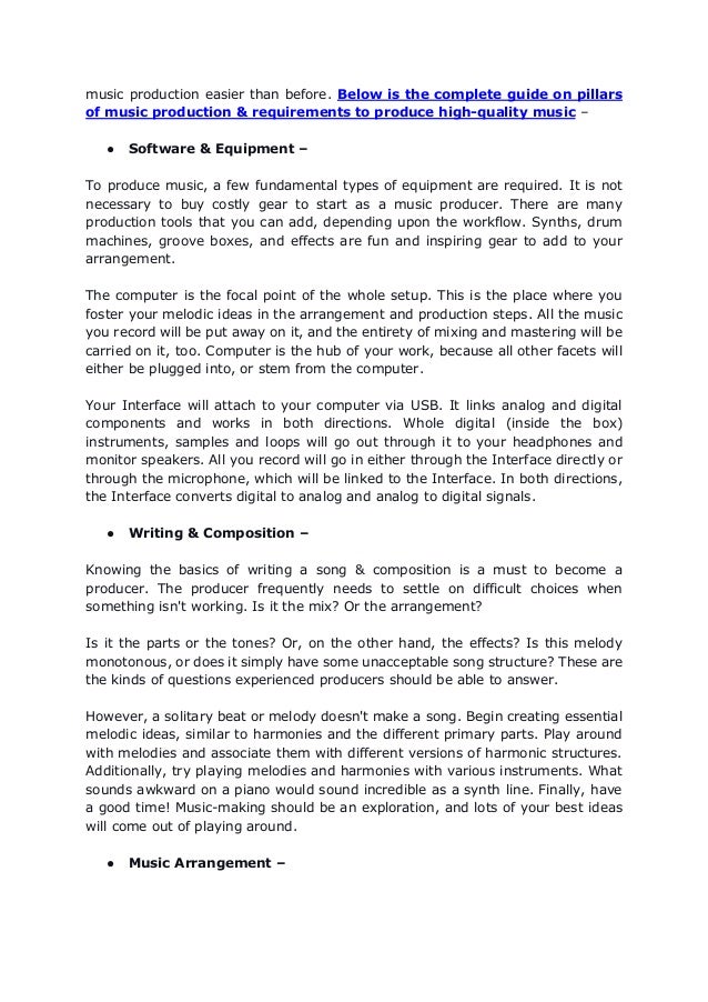 Music Production - A Comprehensive Guide to Understand the-Basics | PDF