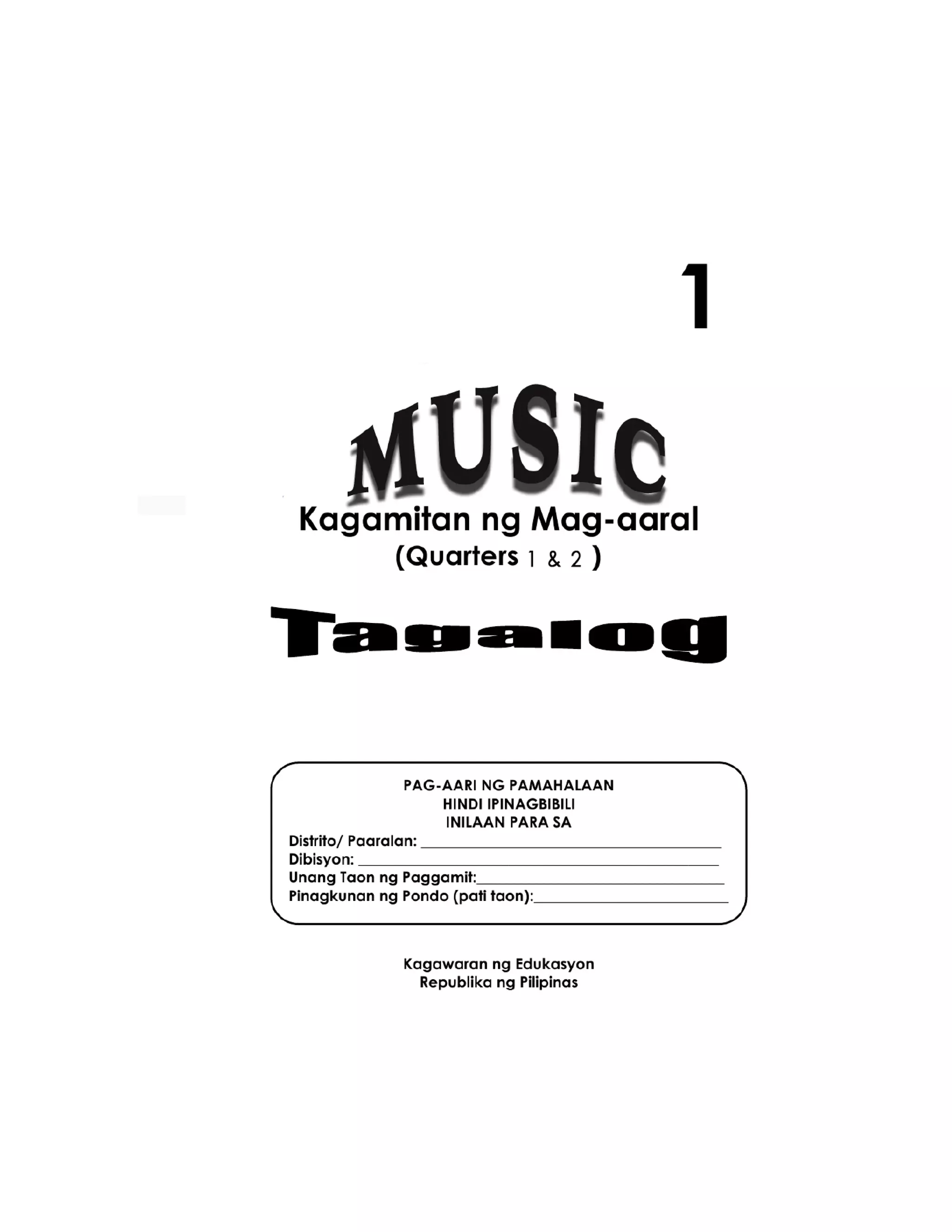 K TO 12 GRADE 1 LEARNING MATERIAL IN MUSIC (Q1-Q2) | PDF