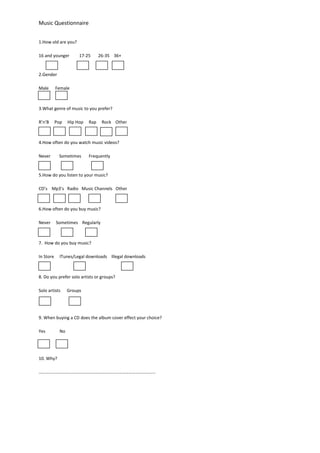 Music questionairre (autosaved) | PDF