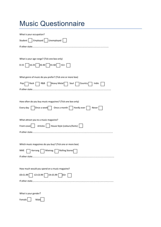 Music questionnaire | DOCX