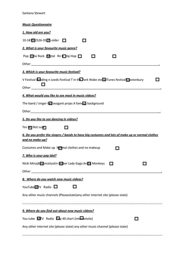 Music questionnaire | DOCX