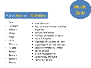 Music Quiz | PPT | Music | Entertainment