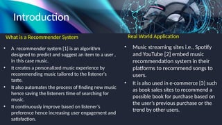Music Recommender systems in python programming | PPTX
