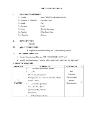 LEARNING SESSION PLAN | PDF