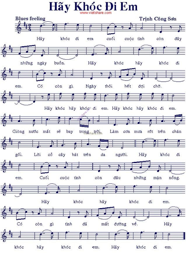 Music Sheet Of Trịnh Công Sơn