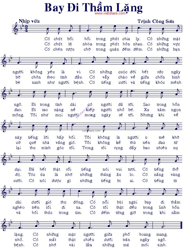 Music Sheet Of Trịnh Công Sơn