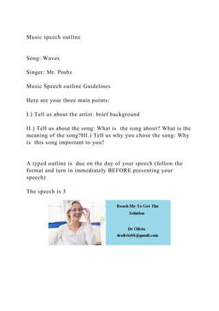 Music speech outlineSong Waves Singer Mr. ProbzMusic.docx