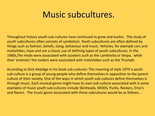 Music subcultures 2 | PDF