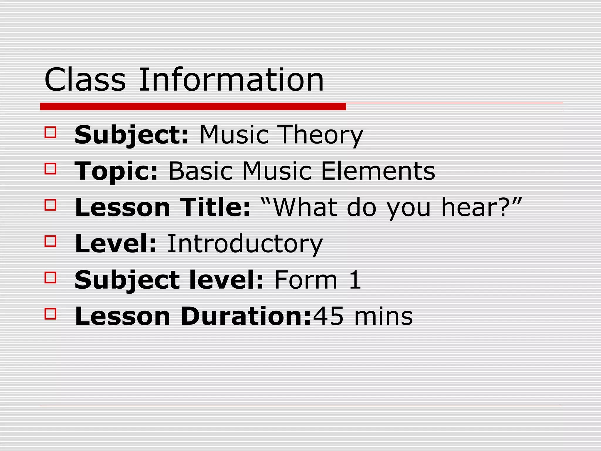 Music theory lesson plan | PPT