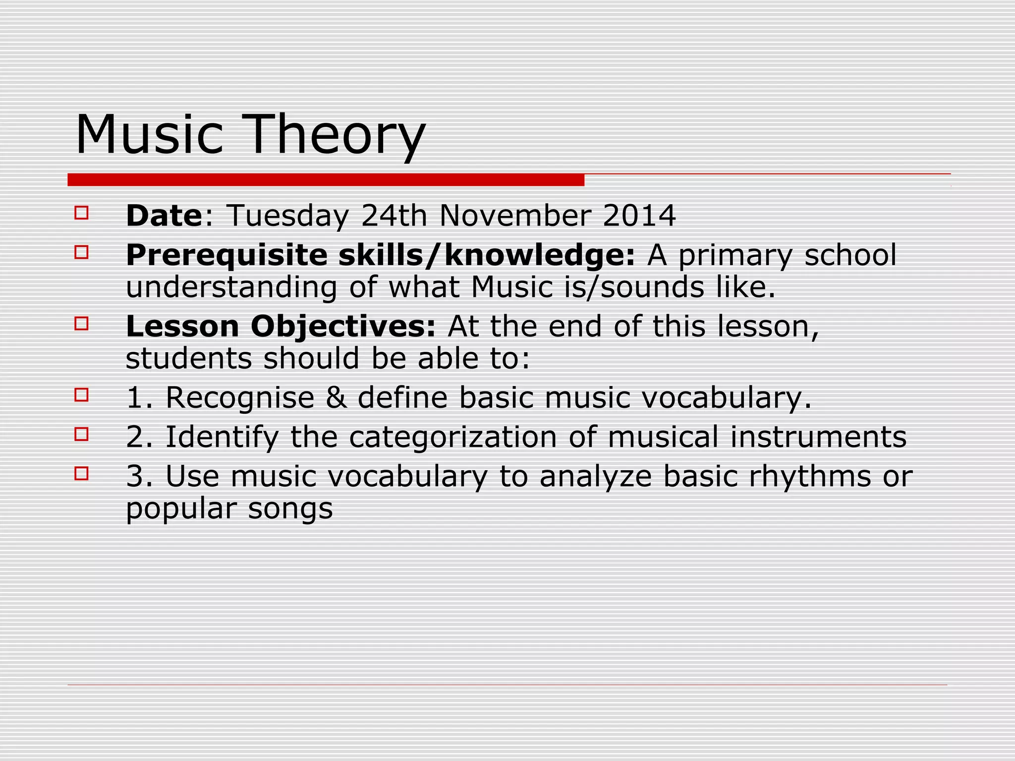 Music theory lesson plan | PPT