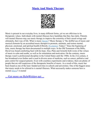 Music Therapy Outline | PDF