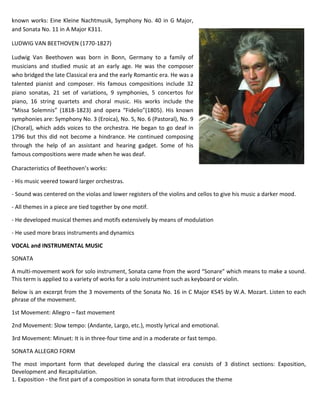 Music unit 2 grade 9 | DOCX | Classical Music | Music