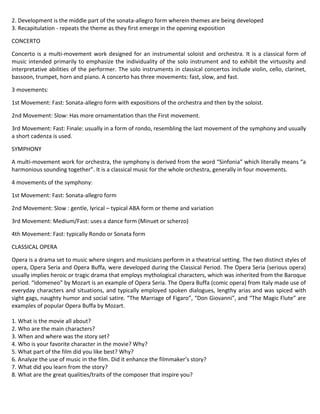 Music unit 2 grade 9 | DOCX | Classical Music | Music