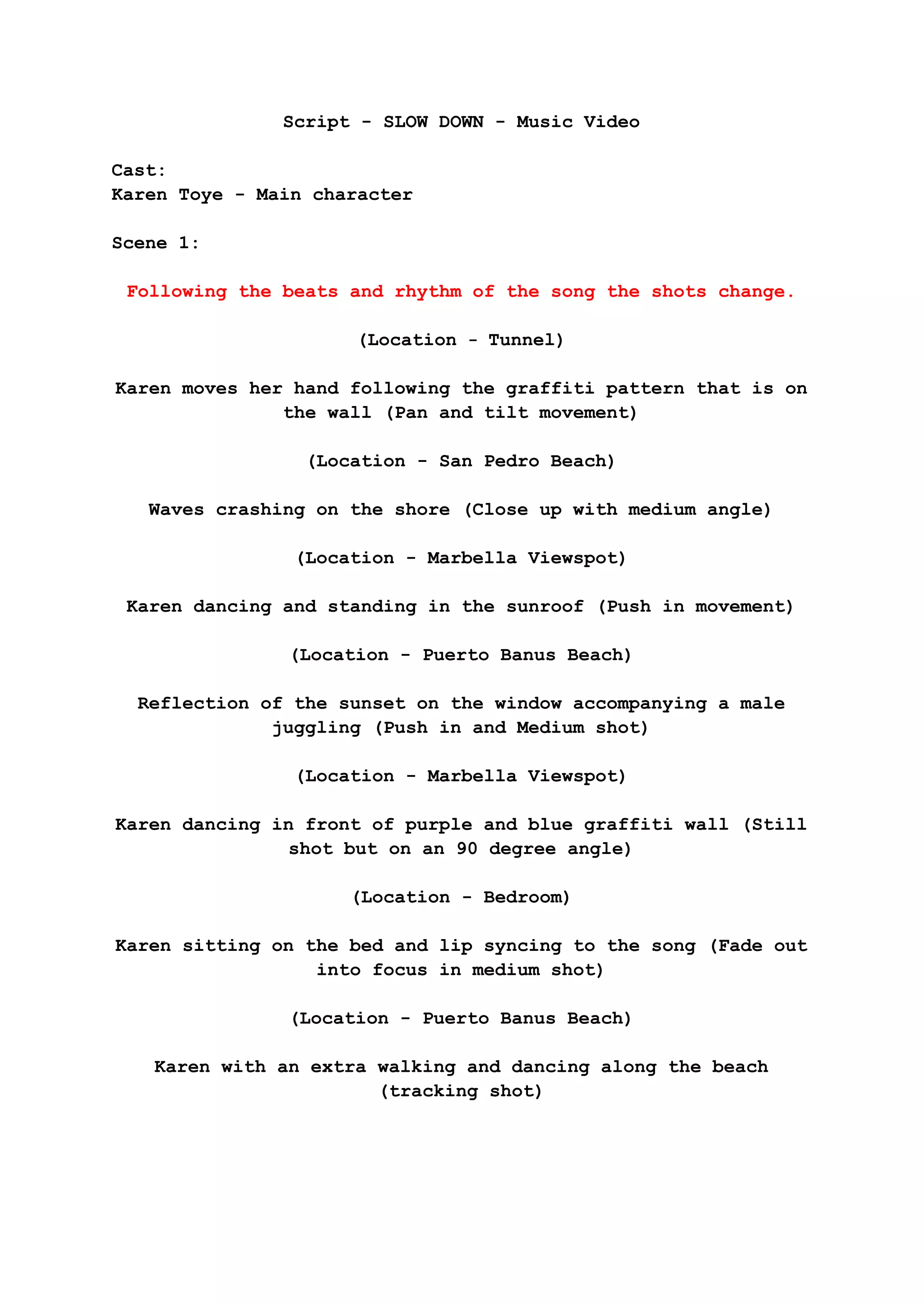 Music video - script | PDF