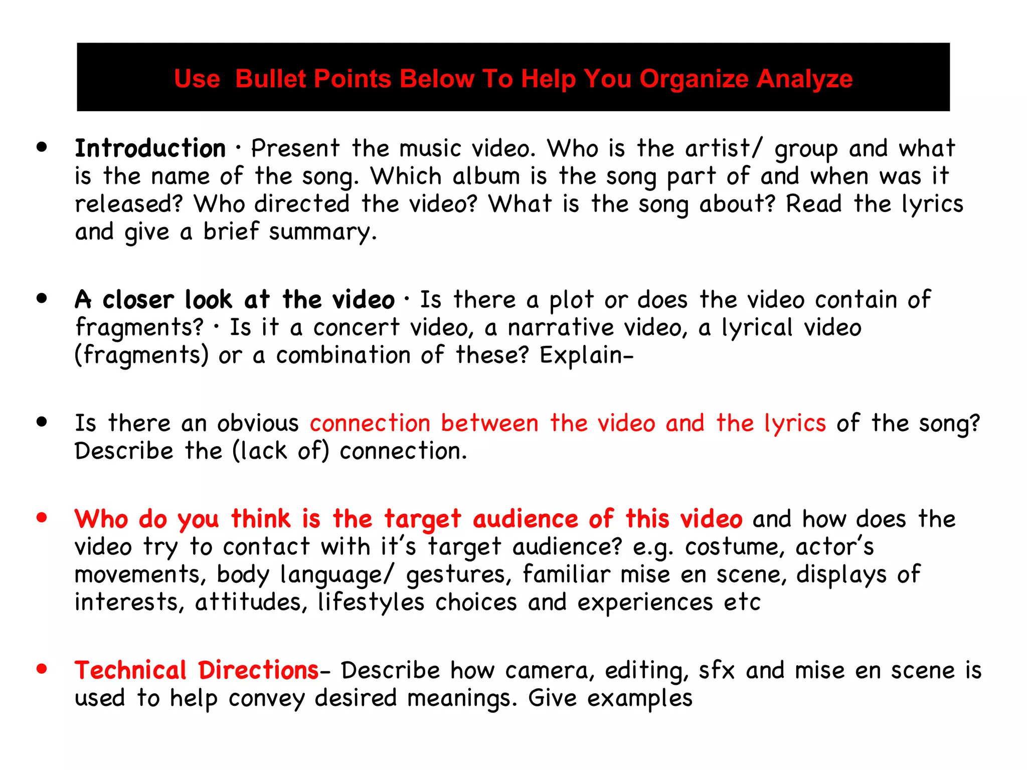 Music Video Analysis | PPT