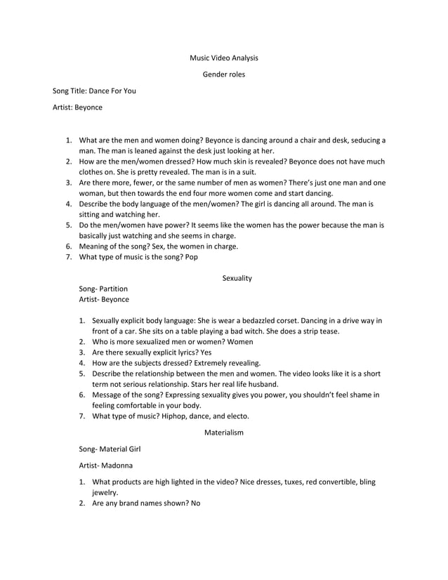 Music video analysis | PDF