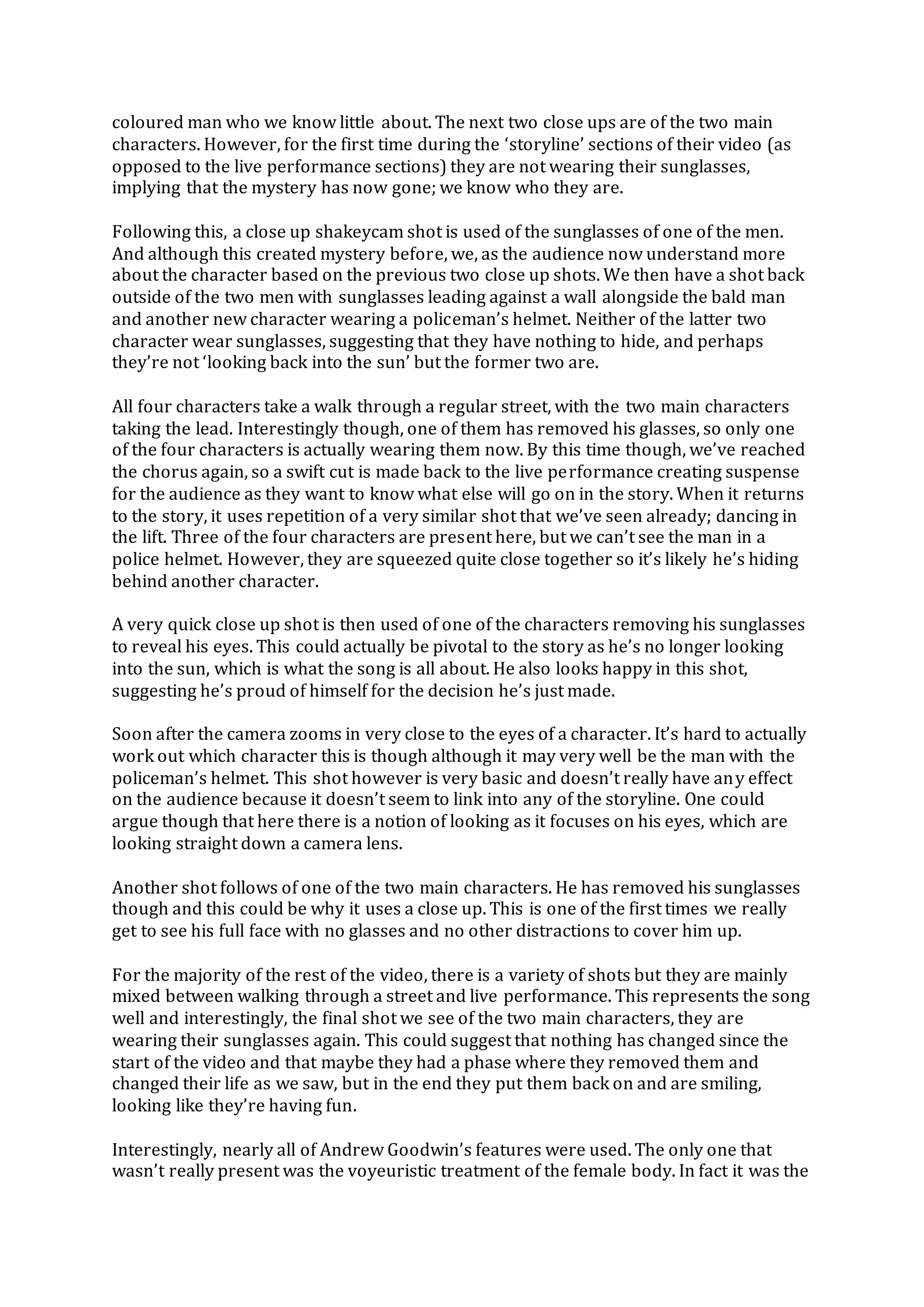 Music Video Analysis - Don't Look Back Into The Sun -The Libertines | DOCX