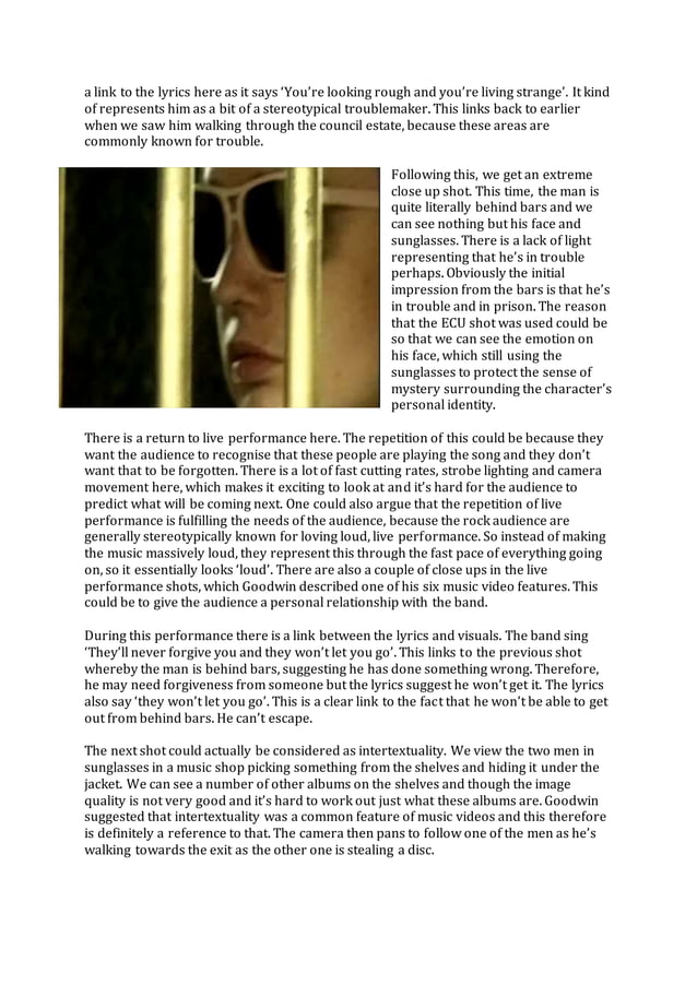 Music Video Analysis - Don't Look Back Into The Sun -The Libertines | DOCX