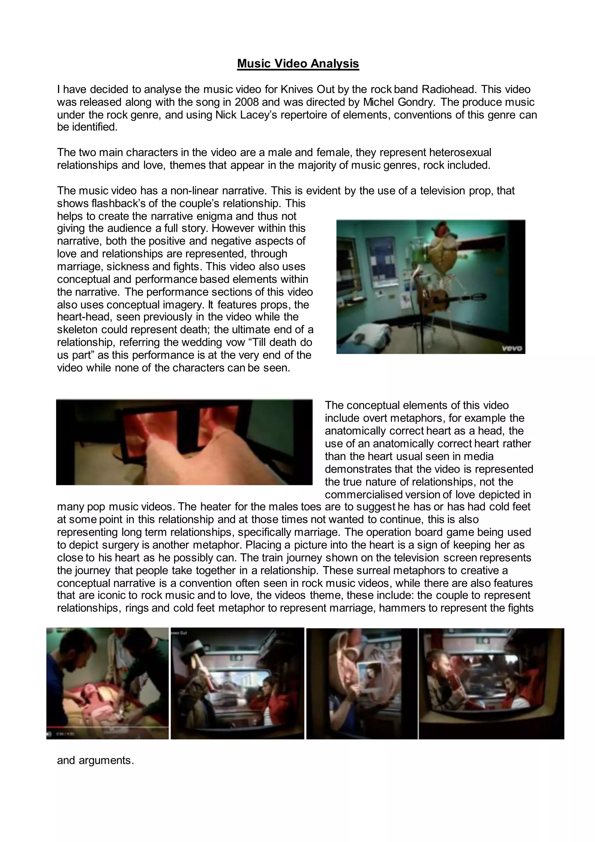 Music Video Analysis - Radiohead | DOCX