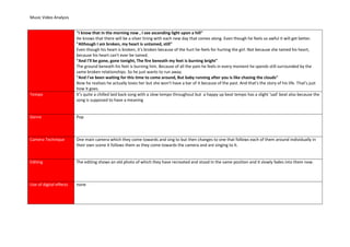 Music video analysis (one direction - story of my life) | DOCX