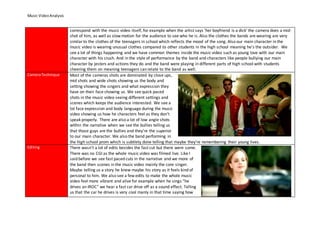 Music video analysis work sheet (narrative based) | PPT