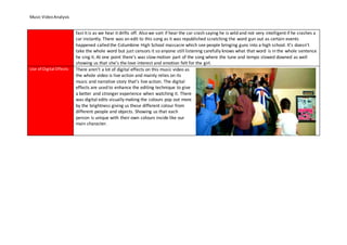 Music video analysis work sheet (narrative based) | DOCX