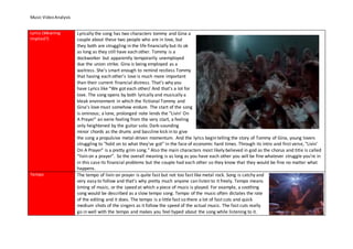 Music video analysis work sheet (performance based) | DOCX