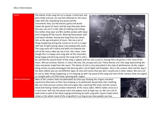 Music video analysis work sheet (performance based) | DOCX