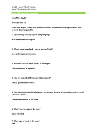 Music video analysis_worksheets_ms_word_version | PDF