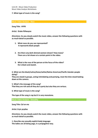 Music video analysis_worksheets_ms_word_version | DOCX