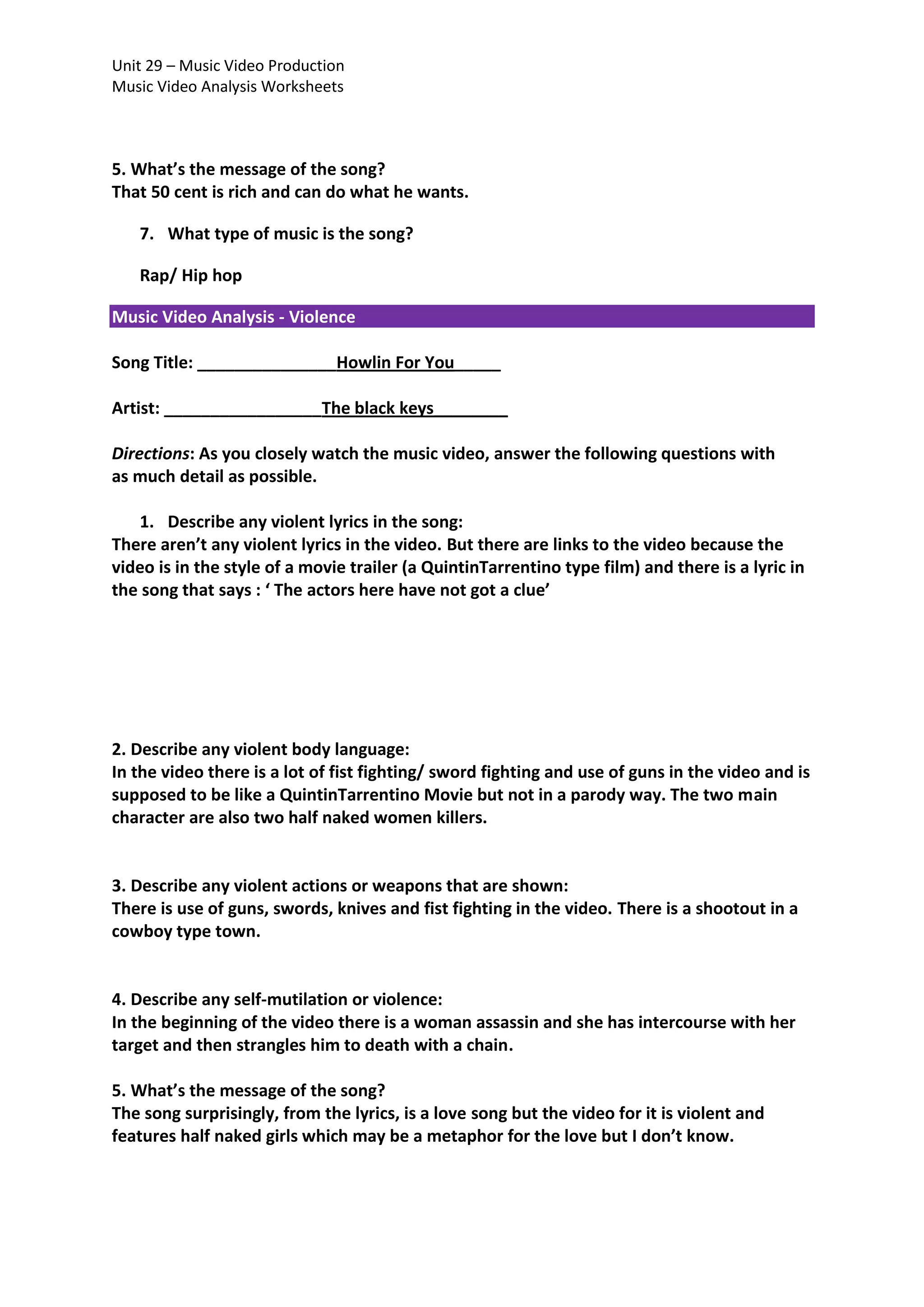 Music video analysis_worksheets_ms_word_version | PDF