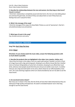 Music video analysis_worksheets_ms_word_version | PDF