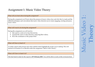 Music video brief | DOCX