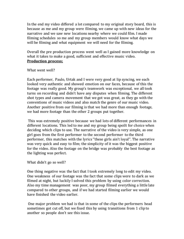 Music video evaluation amad | DOCX