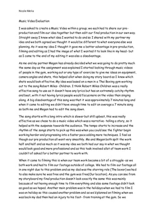 Music video evaluation | DOCX