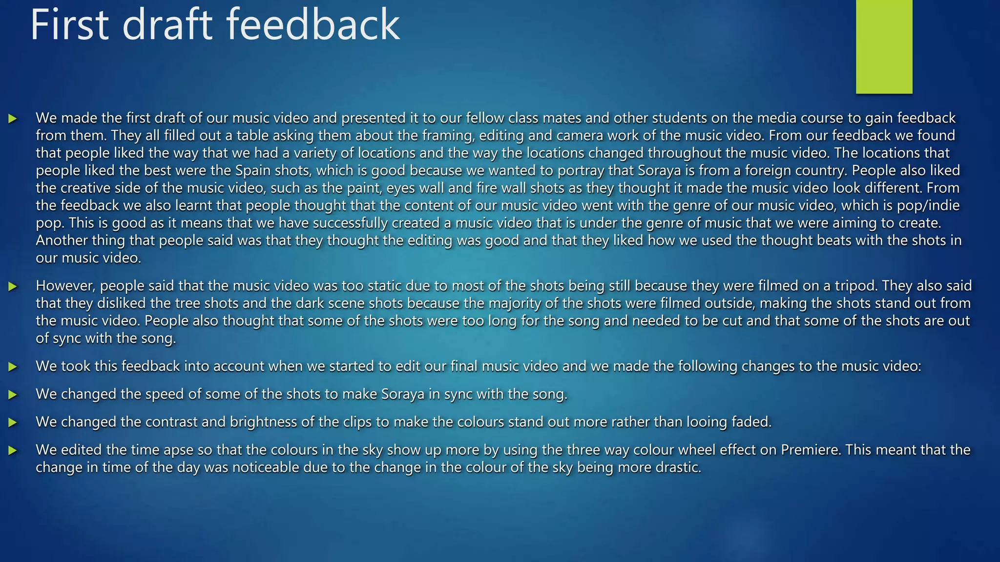 Music video feedback | PPT