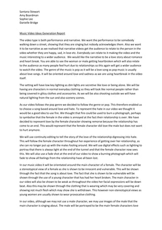 Music video ideas generation report | DOCX