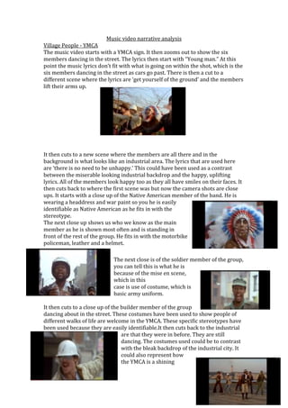 Music video narrative analysis | DOCX