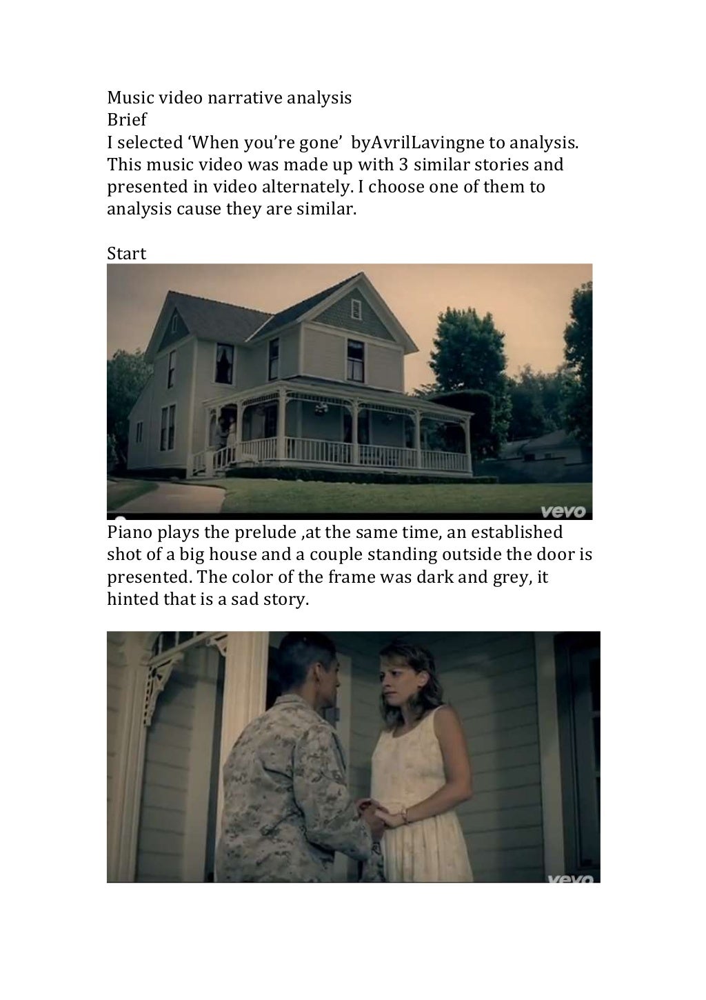 Music video narrative analysis